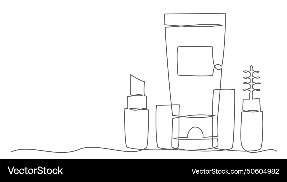 Cosmetic one line drawing isolated on white Vector Image