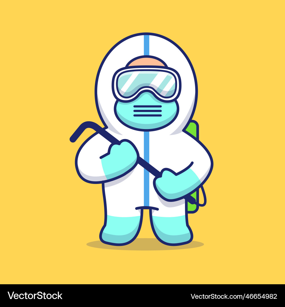 Cute disinfectant man cartoon Royalty Free Vector Image