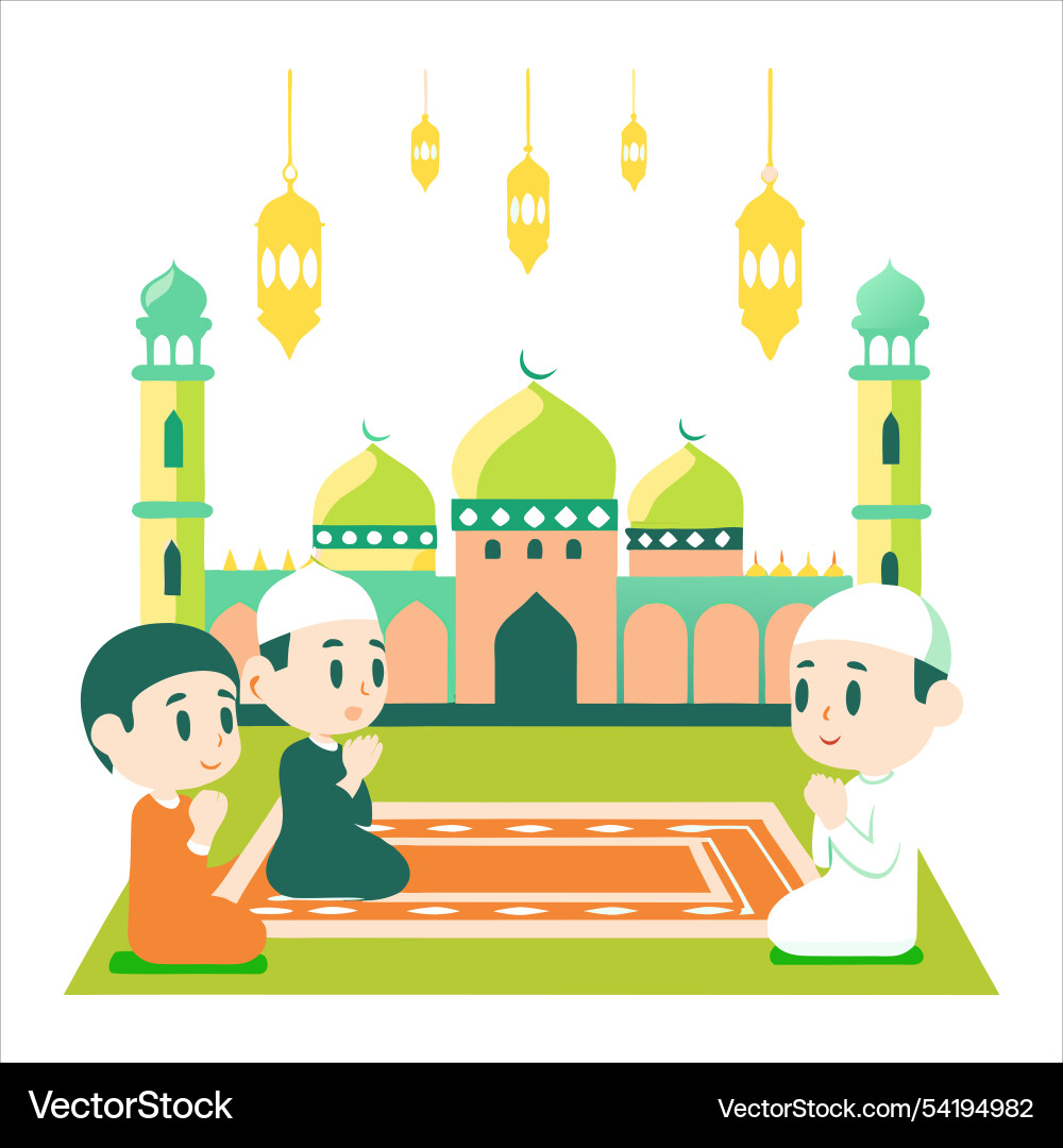 Eid mubarak shalat prayer islamic de Royalty Free Vector