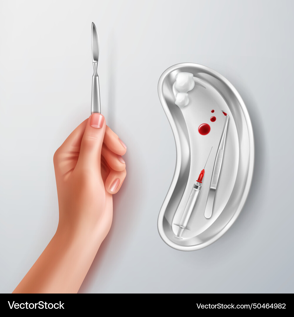 Hand holding scalpel Royalty Free Vector Image