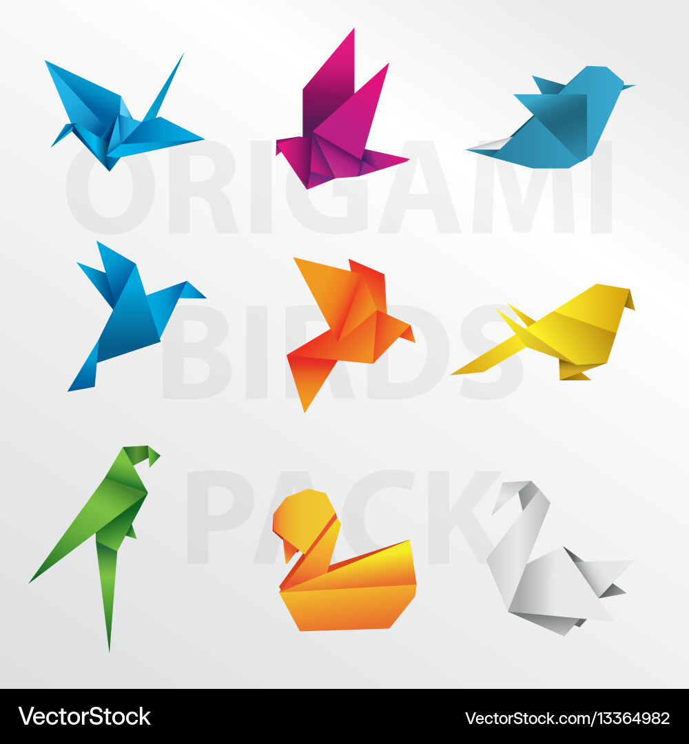 Origami birds pack Royalty Free Vector Image - VectorStock