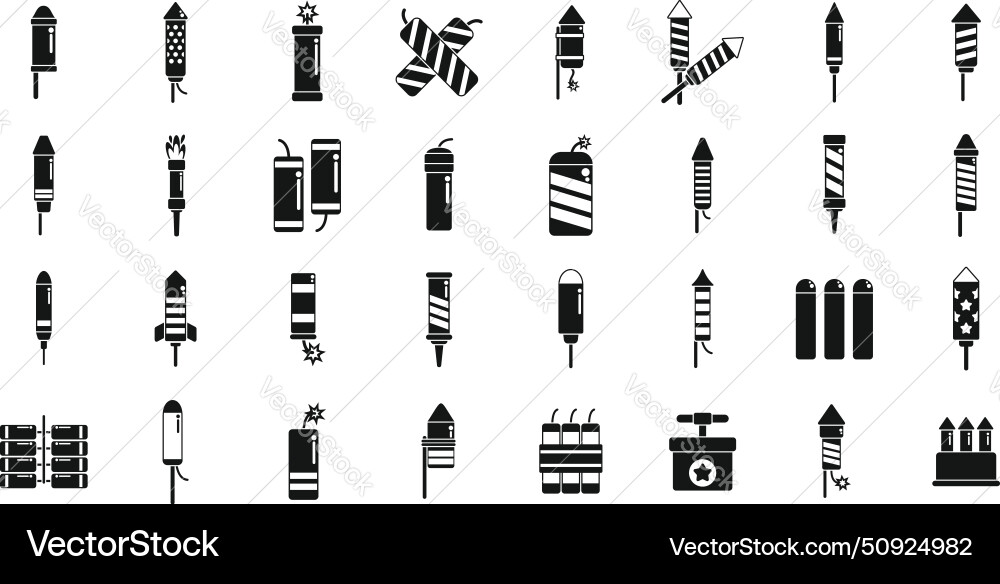 Petard icons set simple tnt security Royalty Free Vector