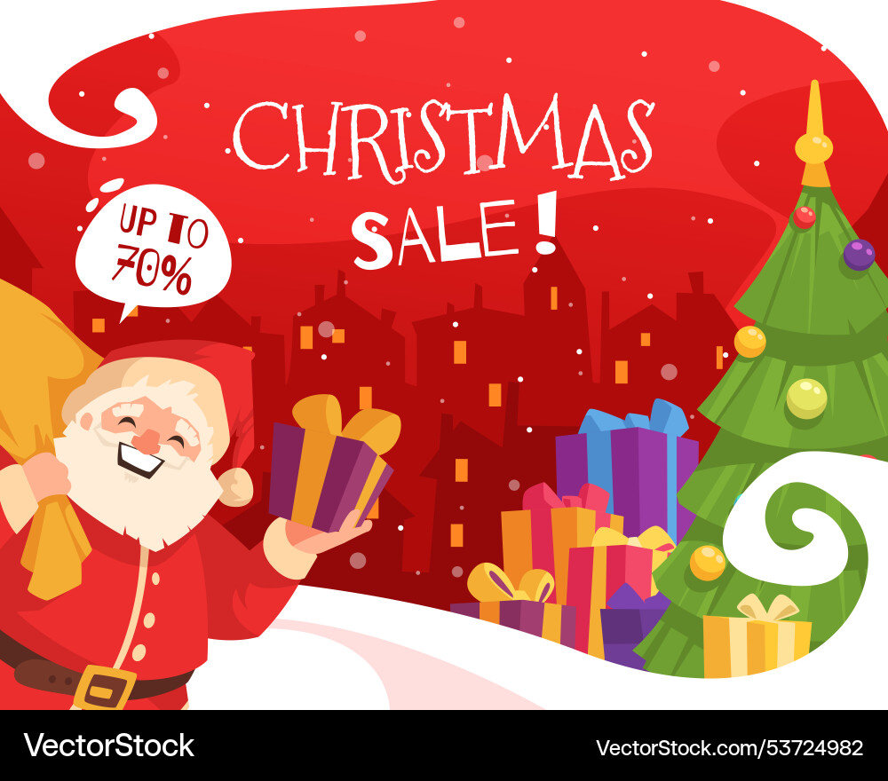 Santa claus cartoon advertising composition Vector Image
