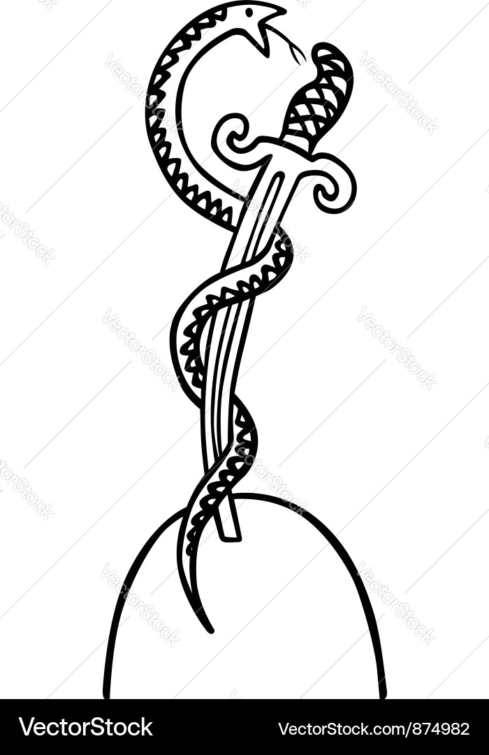 Snake and sword Royalty Free Vector Image - VectorStock