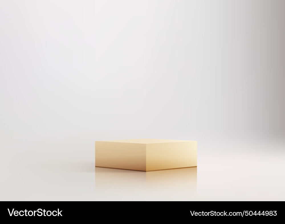 3d gold cube podium on white background luxury Vector Image