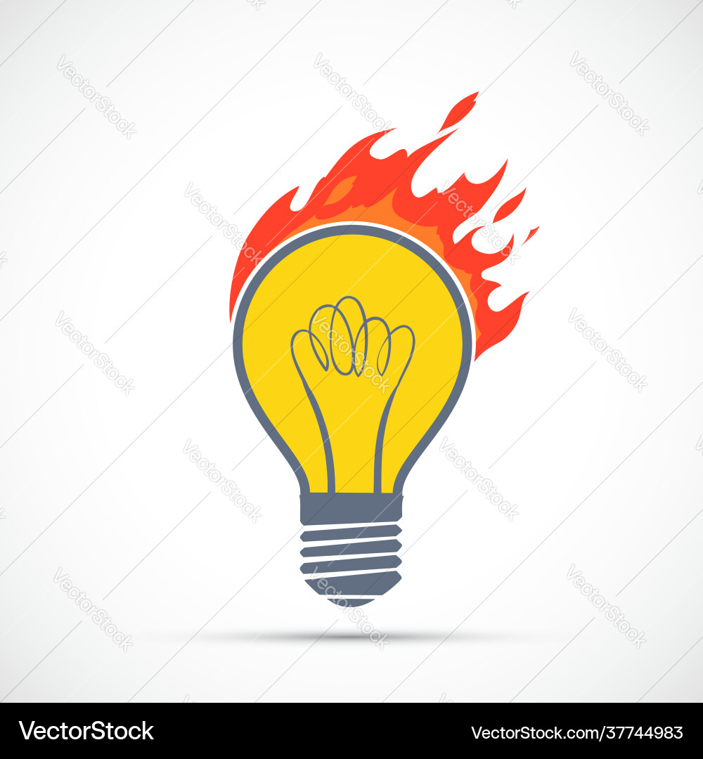 Burning light bulb isolated on a white background Vector Image