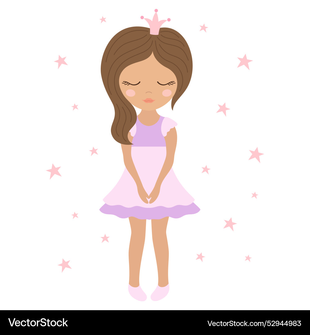Cute little princess girl Royalty Free Vector Image