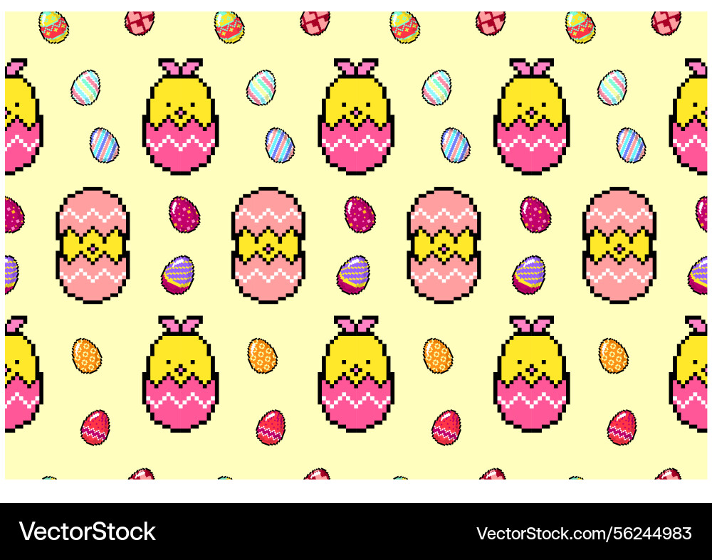 Easter pixel seamless pattern Royalty Free Vector Image