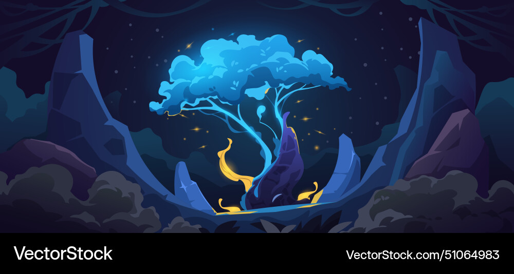 Fantasy tree landscape cartoon old forest Vector Image