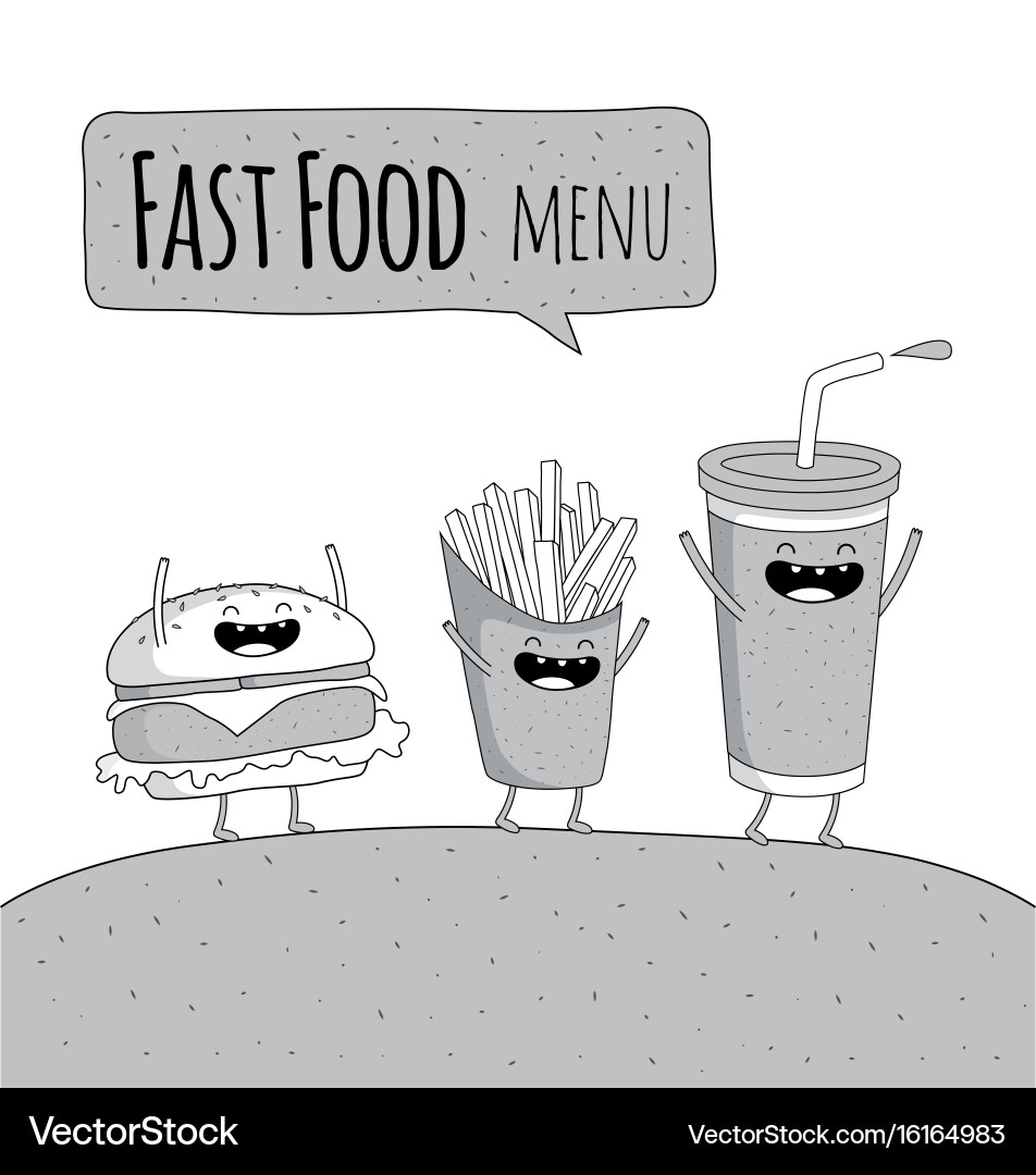 Funny fast food set Royalty Free Vector Image - VectorStock