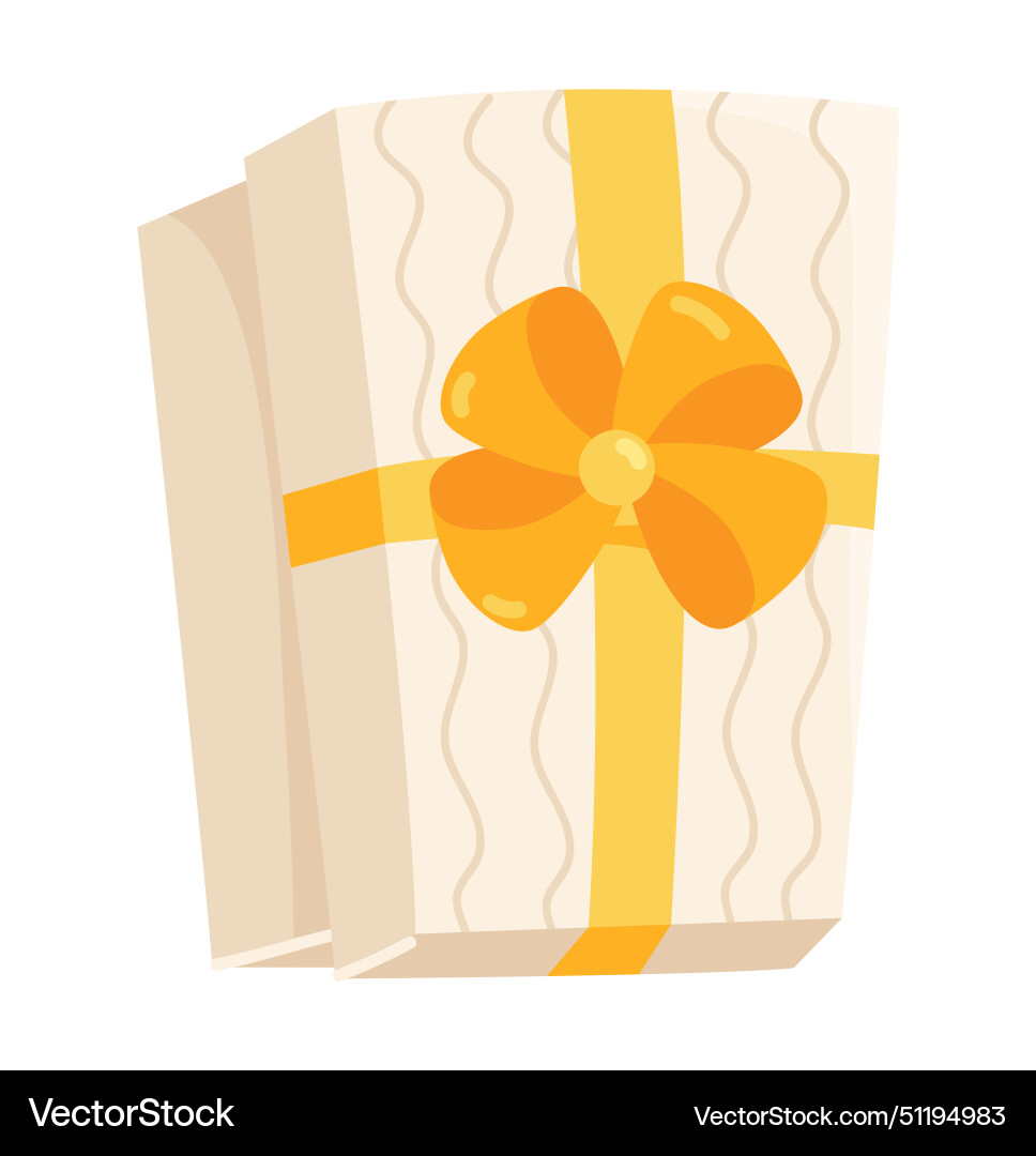 Gift box in flat design present wrapping paper Vector Image