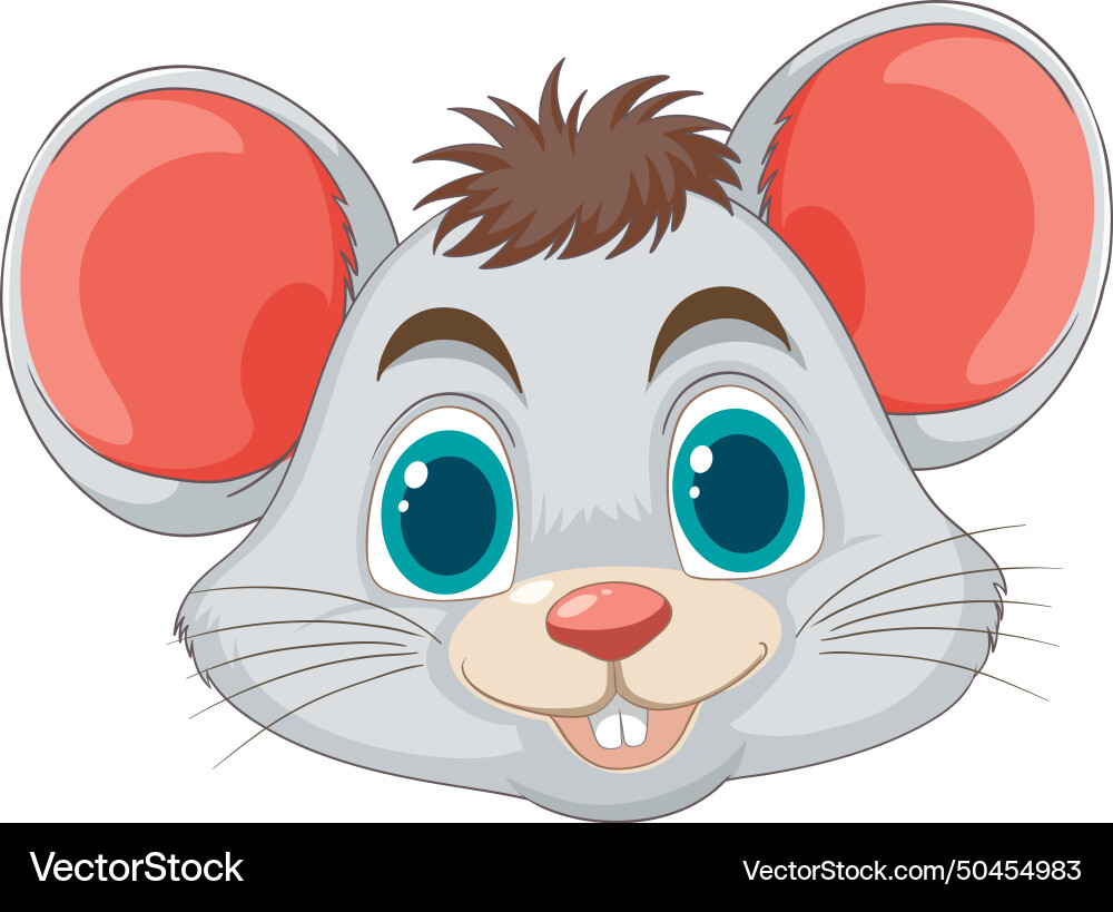 Graphic of a happy cute mouse face Royalty Free Vector Image
