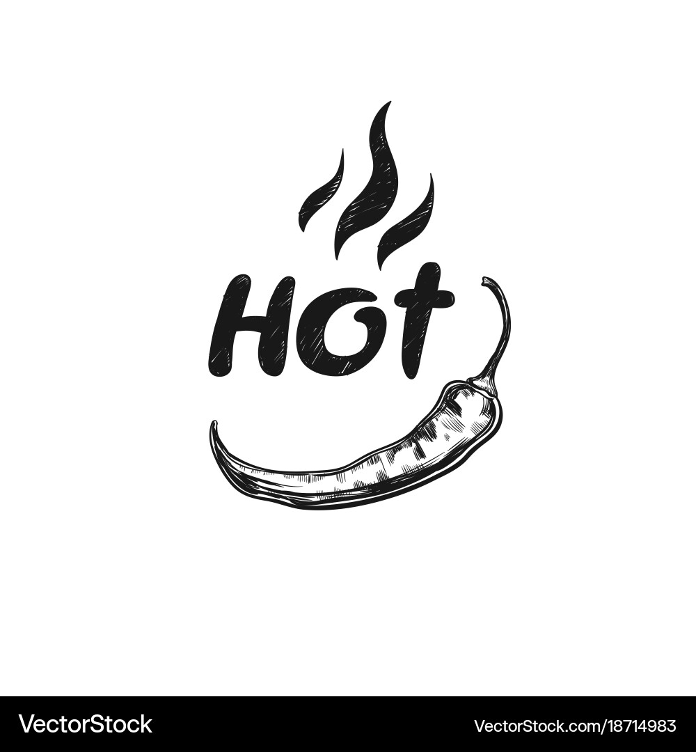 Hot spicy icon with chilli Royalty Free Vector Image