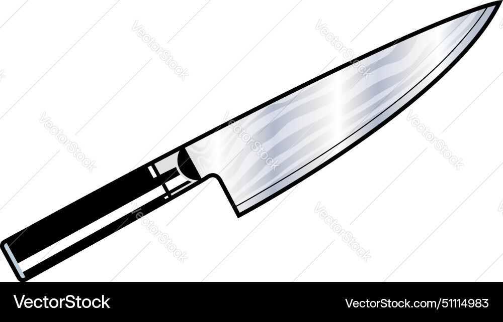 Japanese style gyuto chef knife Royalty Free Vector Image