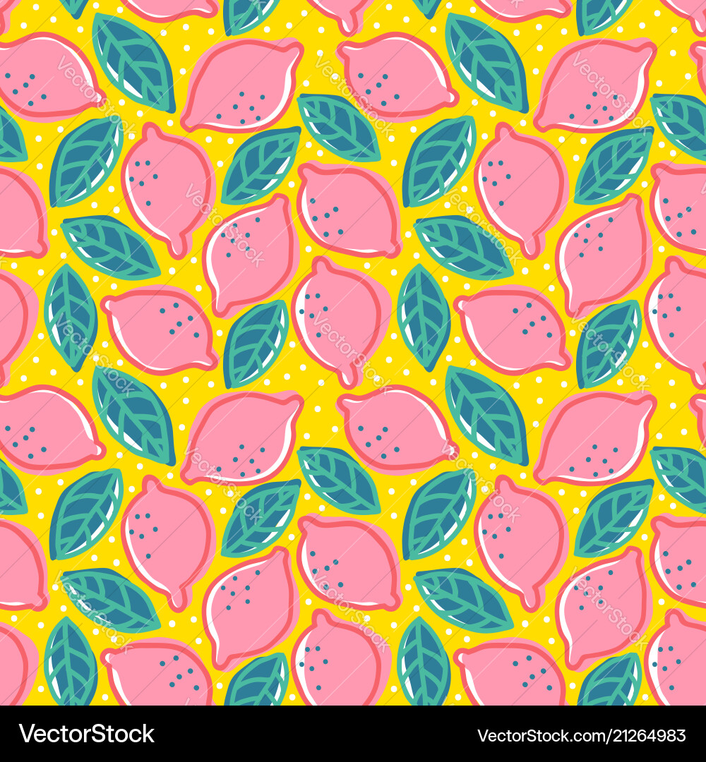 Pattern with pink lemons Royalty Free Vector Image