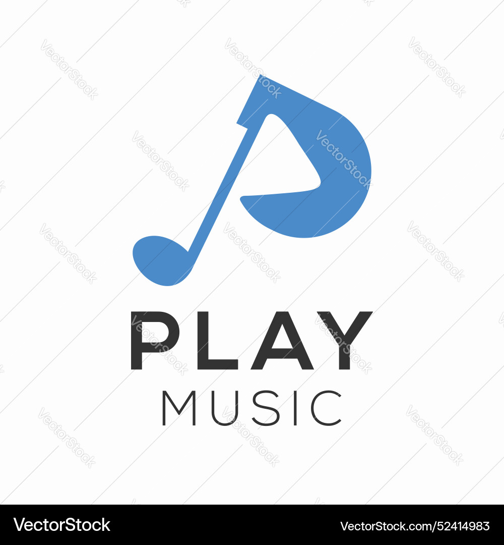 Play music logo design concept Royalty Free Vector Image