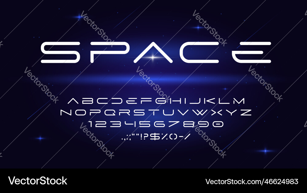 Space font futuristic typeface galaxy type Vector Image