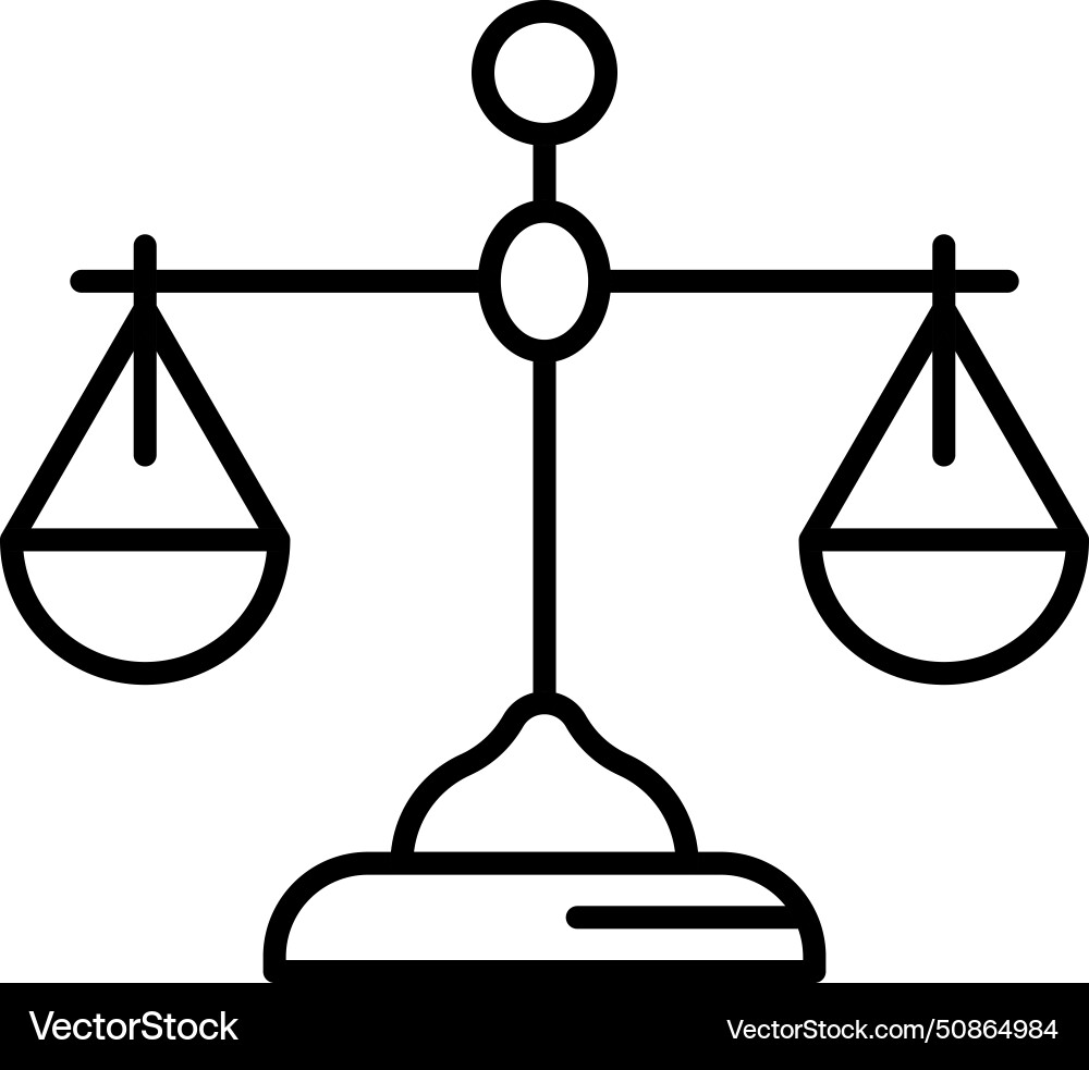 Attorney law scale icon line design template Vector Image