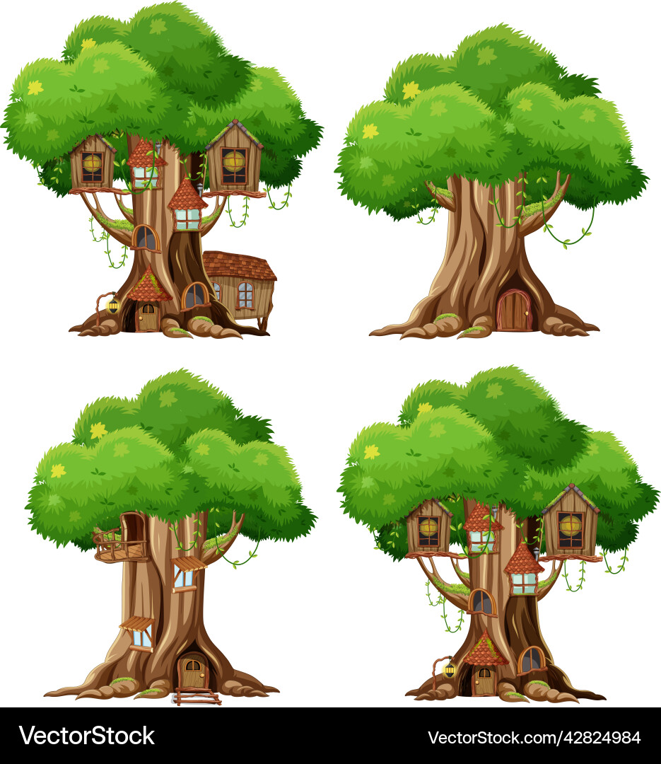 Big tree isolated cartoon Royalty Free Vector Image