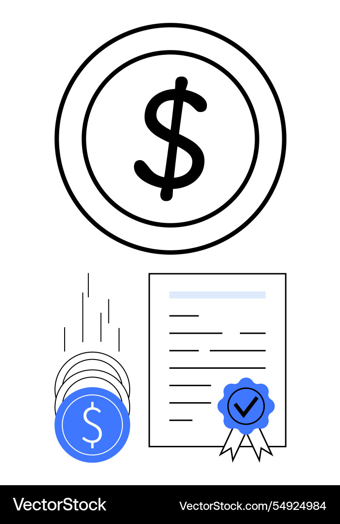 Financial documents and monetary symbols Vector Image