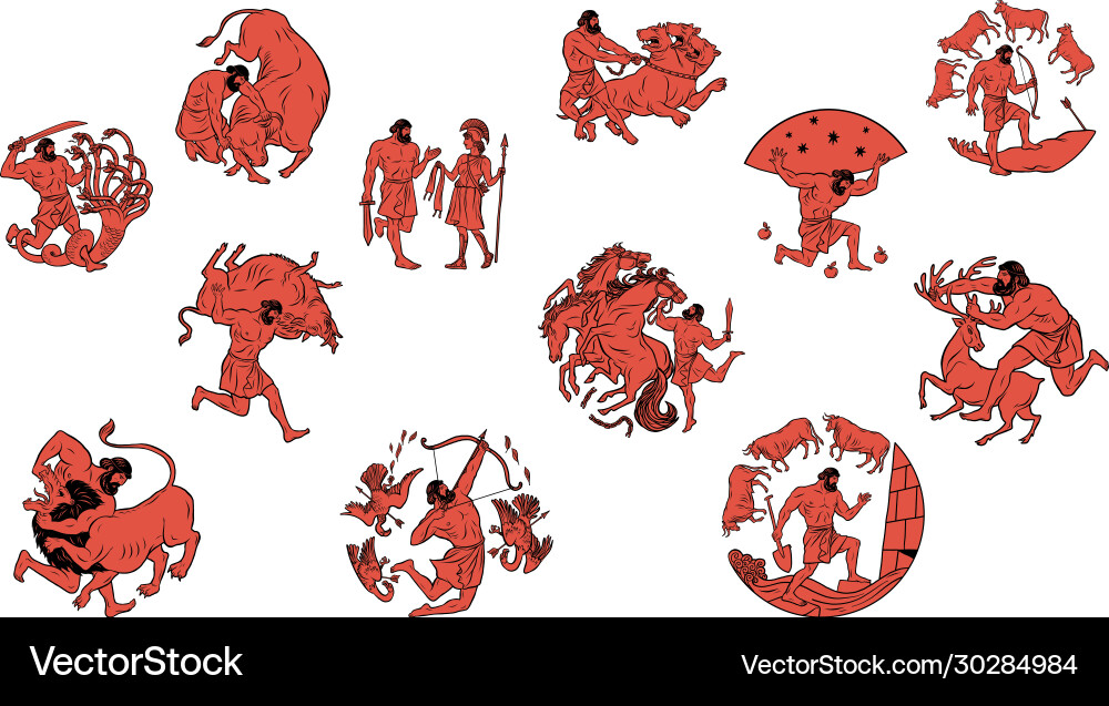Hercules' Labors - Greek Mythology Royalty Free Vector Image