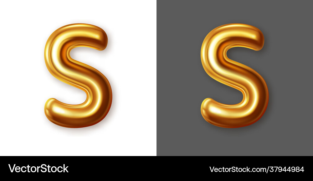 Metallic gold alphabet letter symbol - s Vector Image