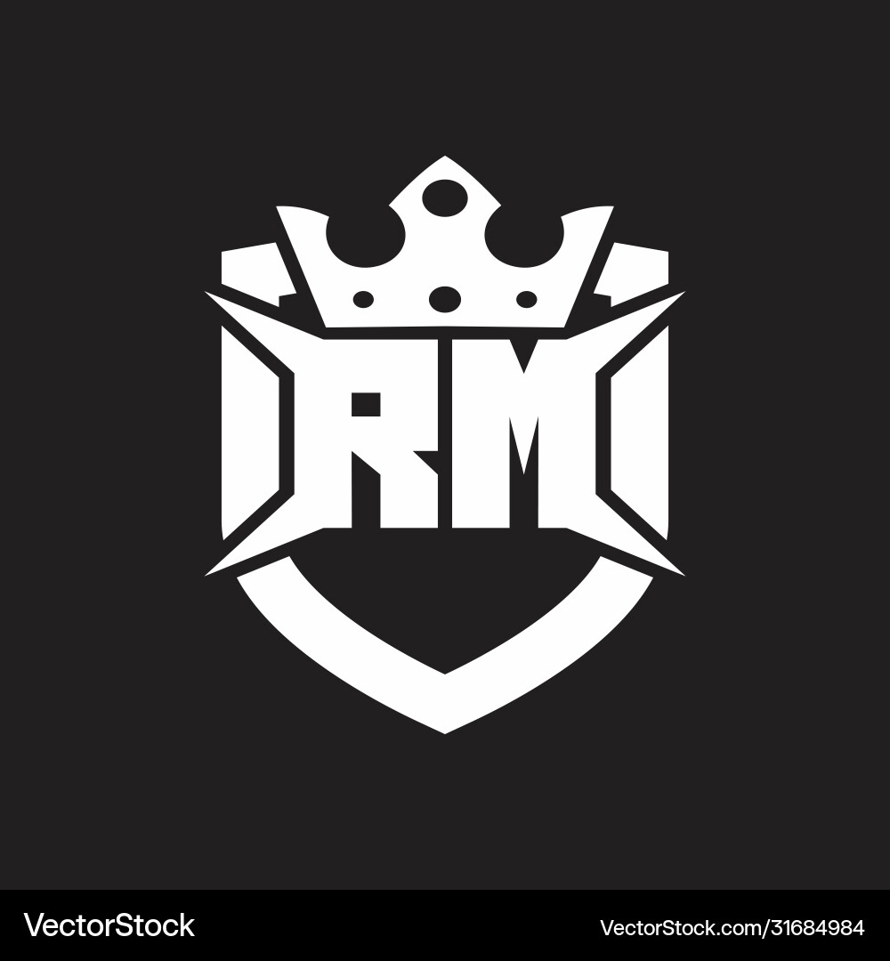 Rm logo monogram isolated with shield and crown Vector Image