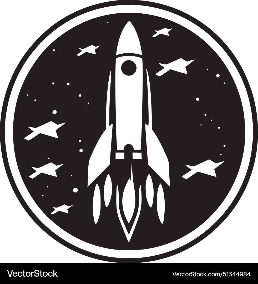 Rocket - black and white isolated icon Royalty Free Vector