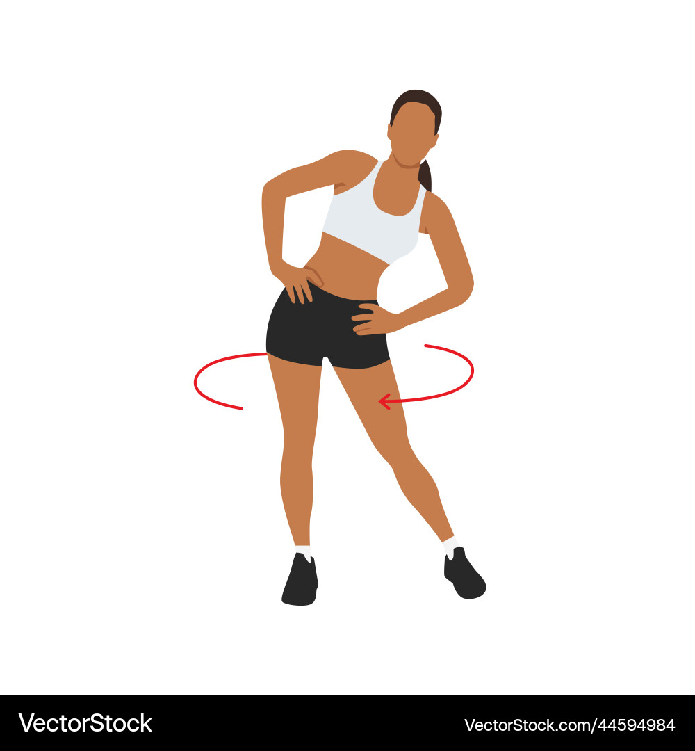 Woman doing hip circles exercise flat Royalty Free Vector