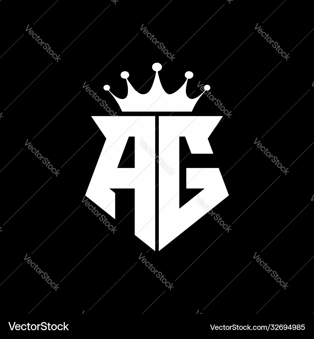 AG Monogram Shield Logo Royalty Free Vector Image