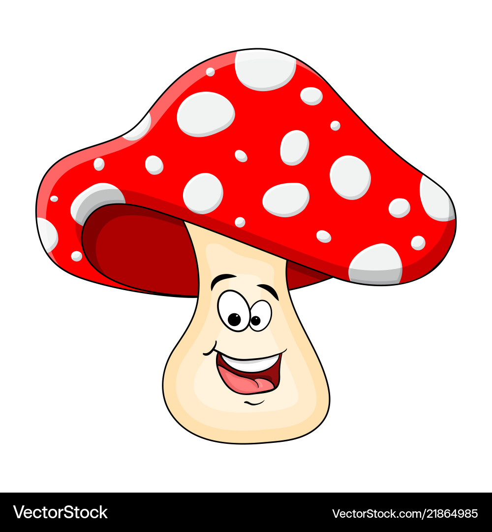 Cartoon toadstool character isolated on white Vector Image