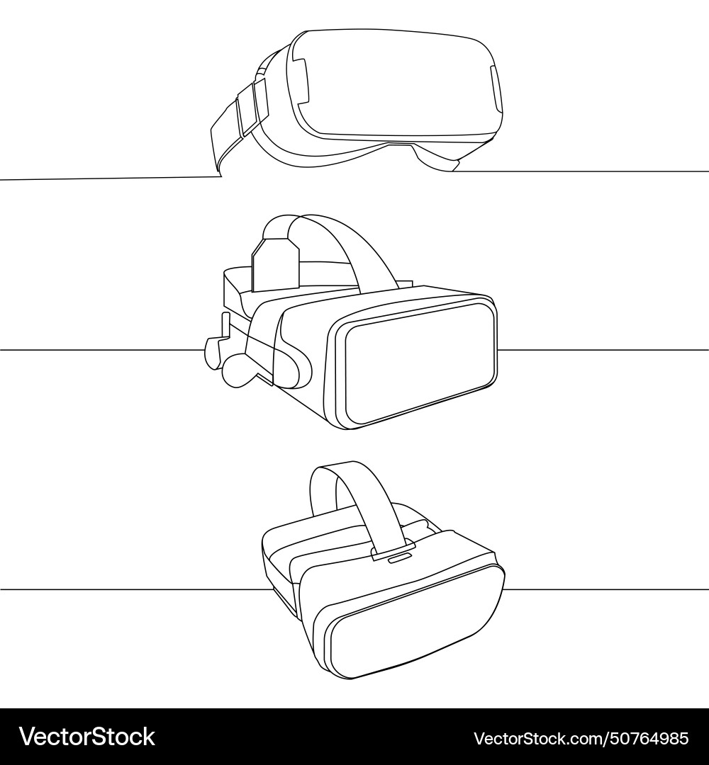 Graphic virtual reality headset in hand drawn line