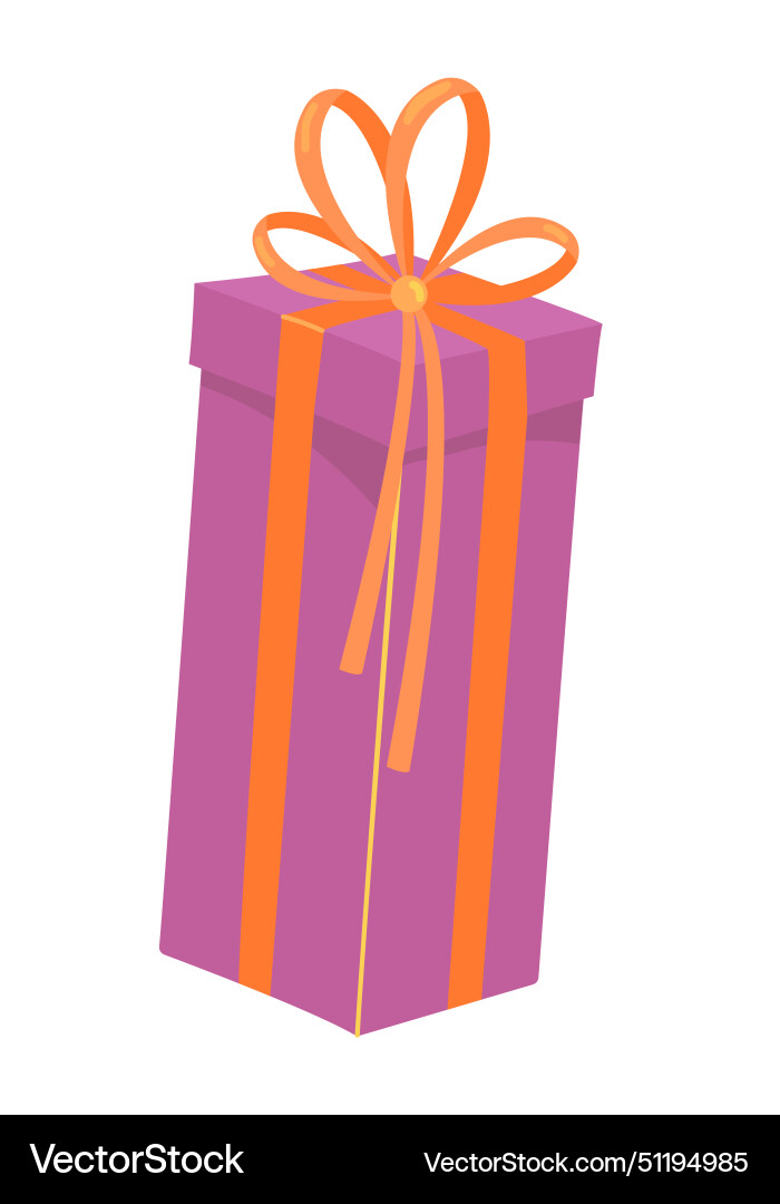 Holiday gift box in flat design purple present Vector Image