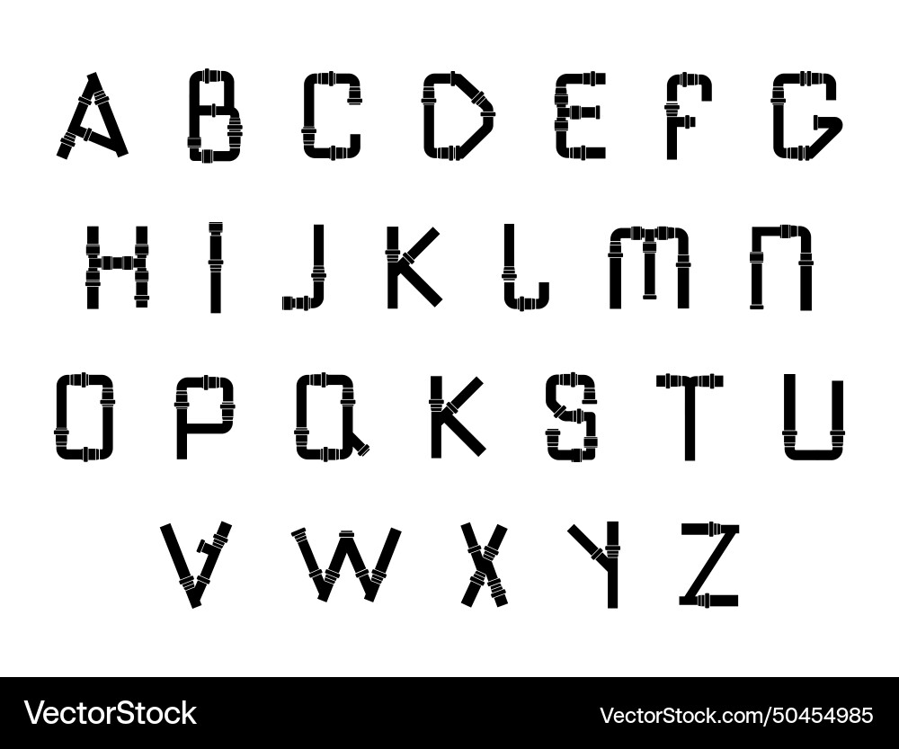 Pipe abc black font english letter alphabet Vector Image