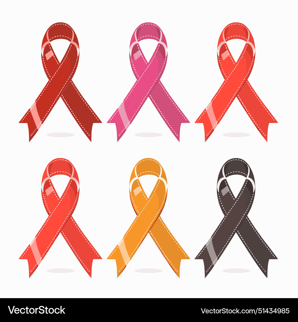 Set awareness ribbons different colors isolated Vector Image Set awareness ribbons different colors isolated Vector Image