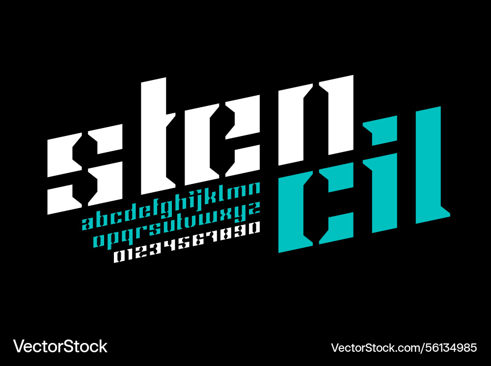 Stencil modern style font alphabet letters and Vector Image