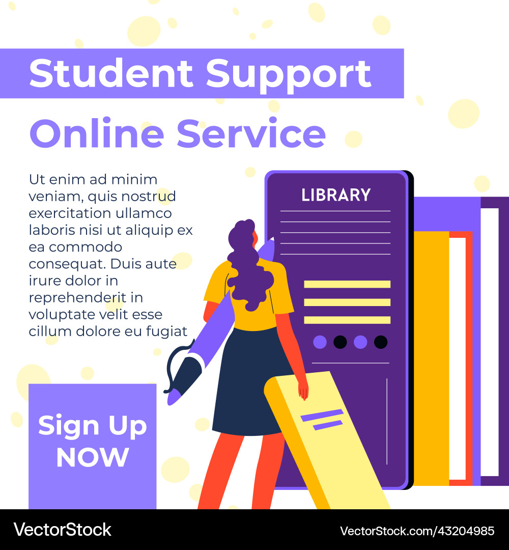 Student support online service sign up library Vector Image
