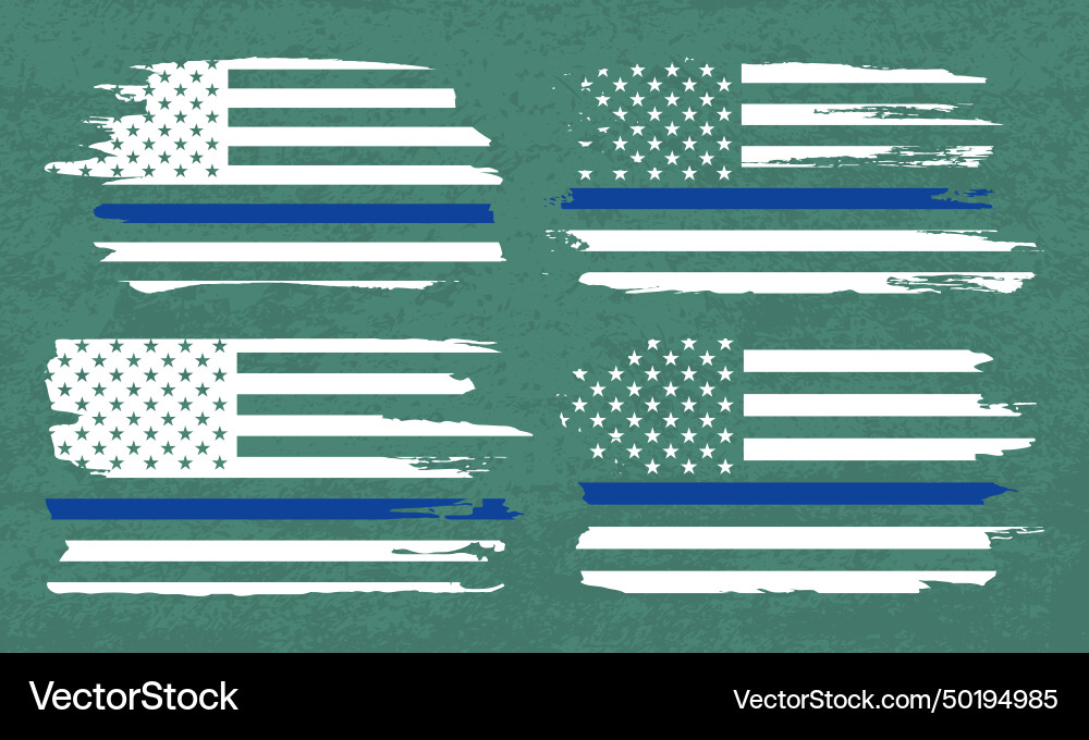 Thin blue line police officer american flag Vector Image