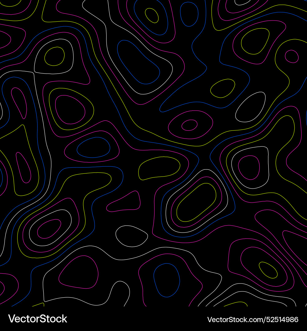 Abstract topography design with neon colours Vector Image
