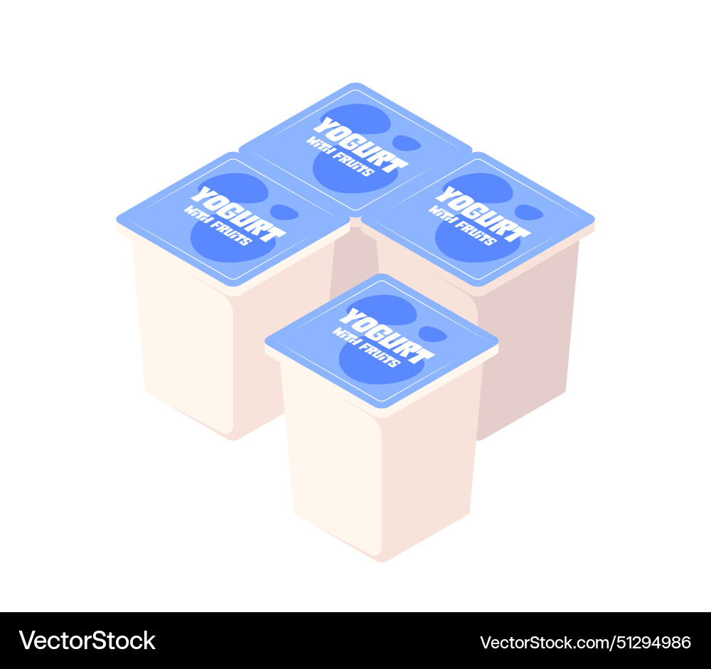 Four yogurt packages arranged Royalty Free Vector Image