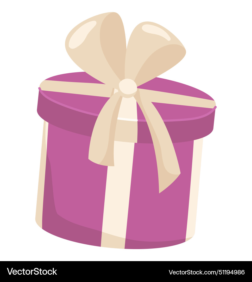 Gift box in flat design purple rounded present Vector Image