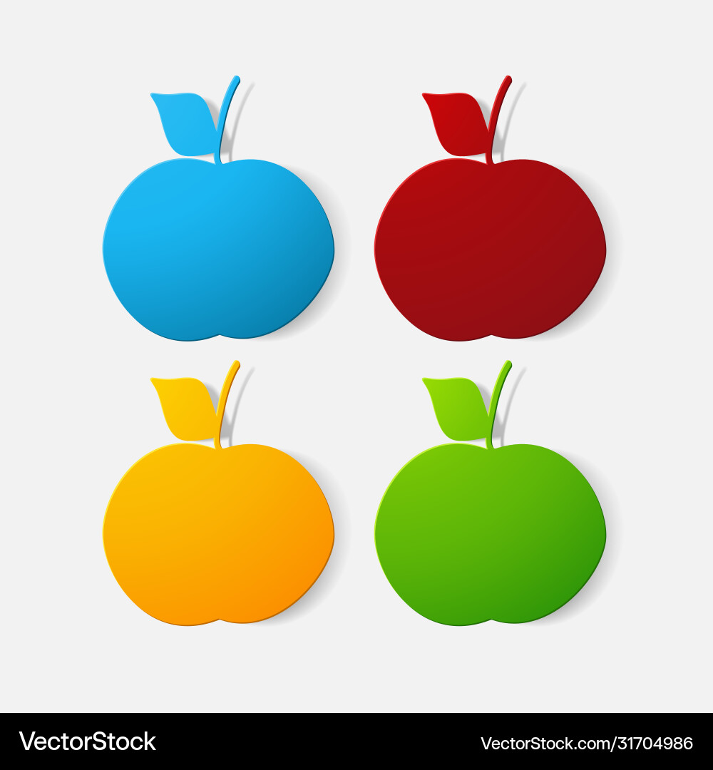 Paper clipped sticker fruit apple Royalty Free Vector Image