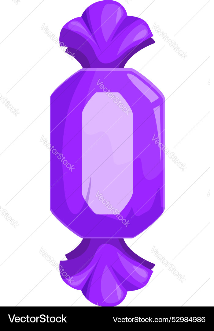 Purple wrapped candy with blank label appetising Vector Image