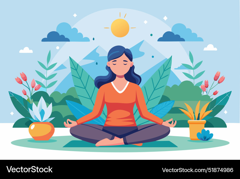 Serene meditation in nature Royalty Free Vector Image