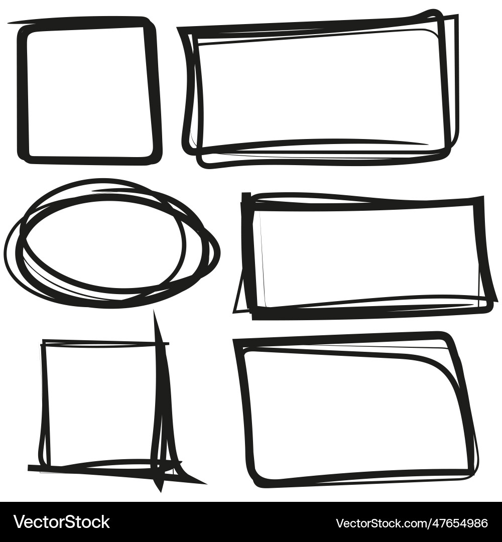 Set of freehand drawn rectangles Royalty Free Vector Image
