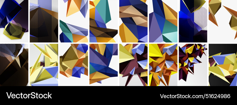 Set of low poly triangles poster geometric Vector Image