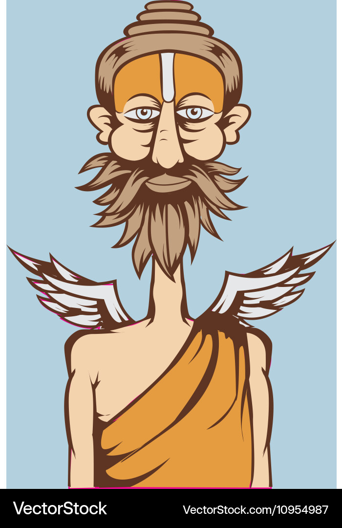 Indian Monk with Wings Royalty Free Vector Image