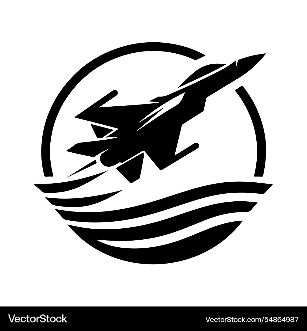 Military fighter jet silhouette for posters logos Vector Image