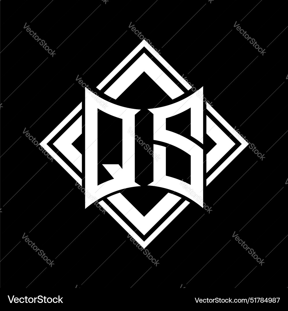 Qs letter logo abstract shield shape with square Vector Image