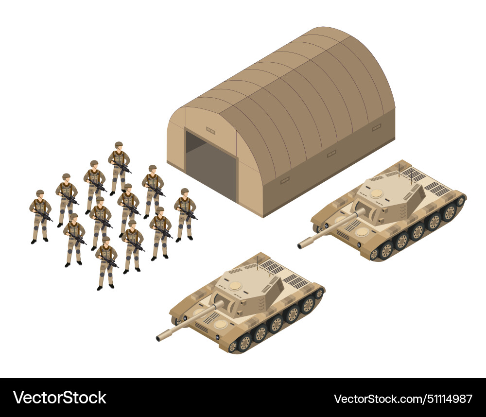 Tank army armed troop isometric military Vector Image